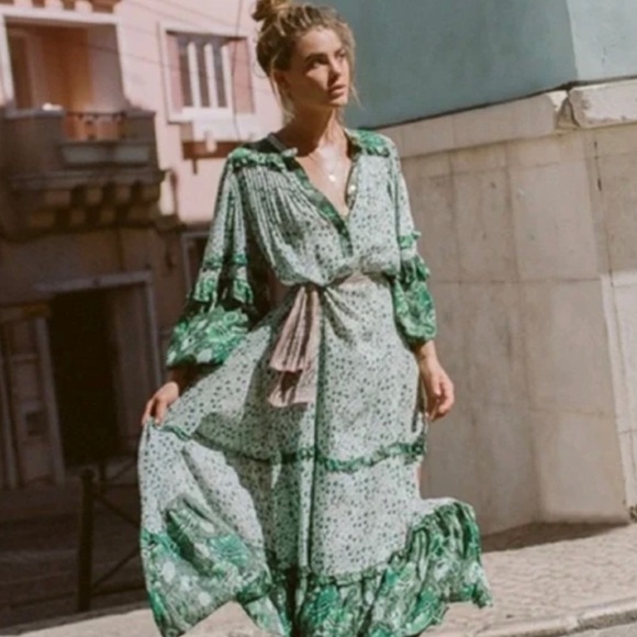 Spell | Dresses | Spell Green Floral Maxi Dress | Poshmark